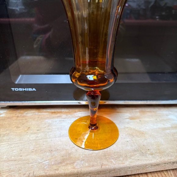 Empoli | Accents | Vintage Mcm Amber Colored Empoli Glass Fluted Edge ...